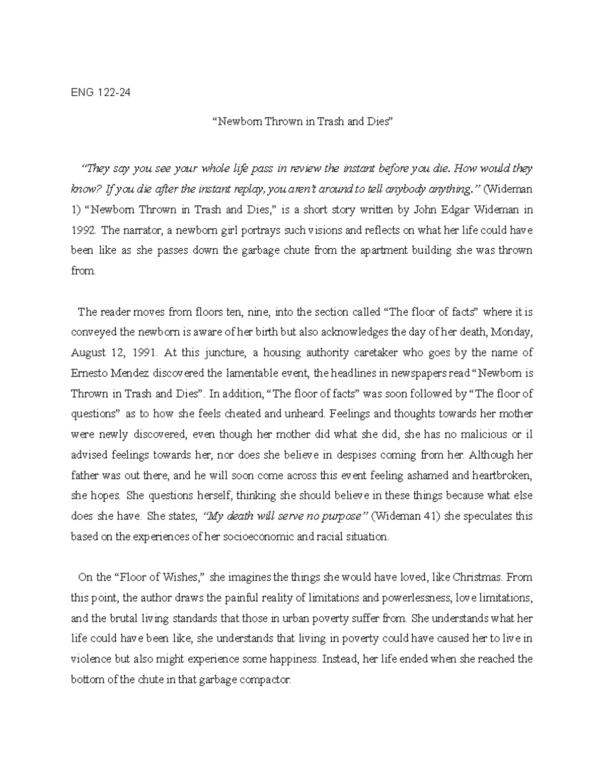 Essay #2 eng 122 - A summary review of one of the books/poems that was ...