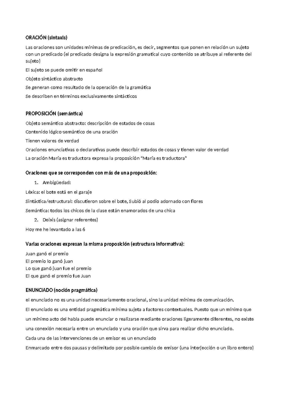 Gramática de la oración simple - ORACIÓN (sintaxis) Las oraciones son ...