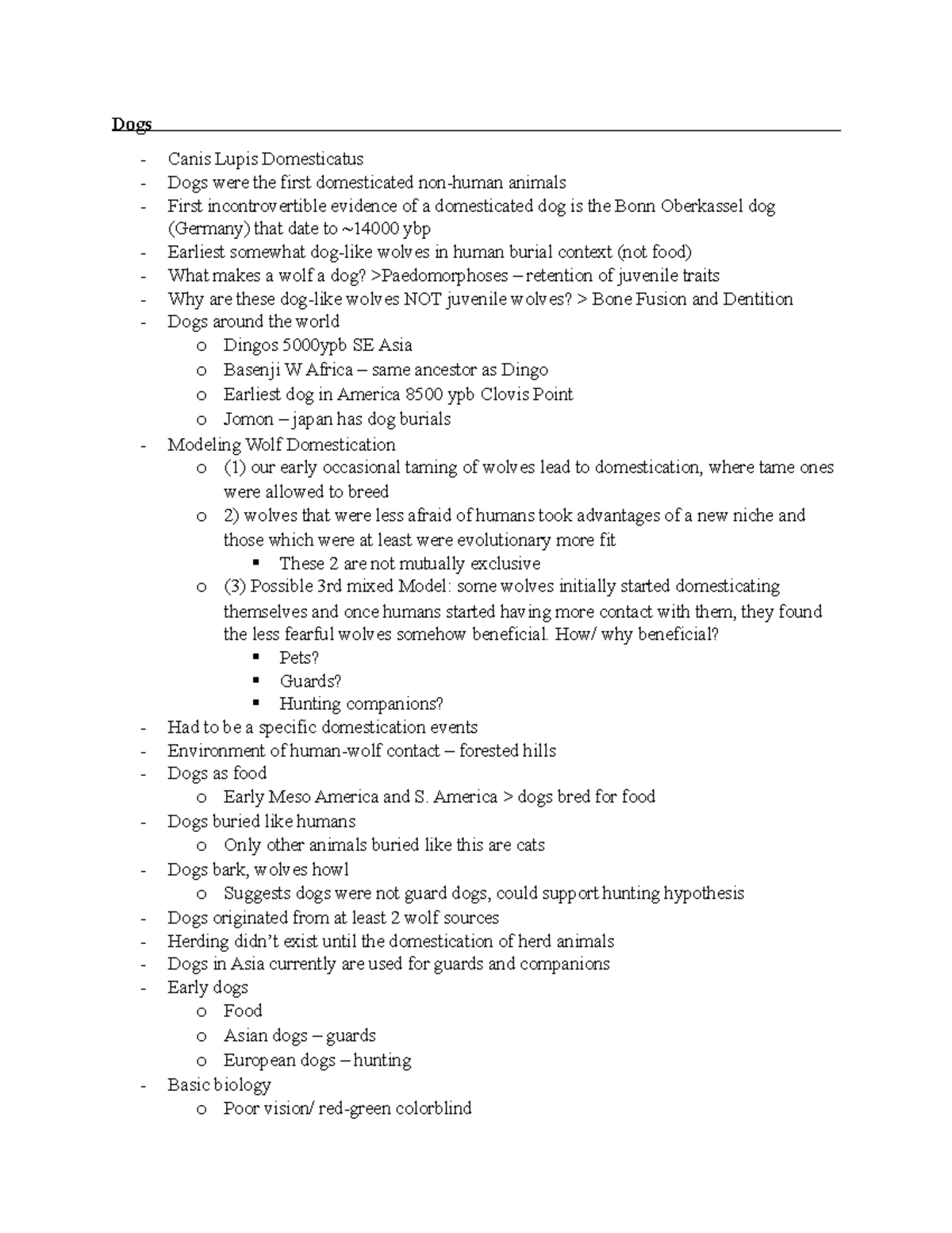 ANTH239 Final Exam Study Guide - Dogs Canis Lupis Domesticatus Dogs ...