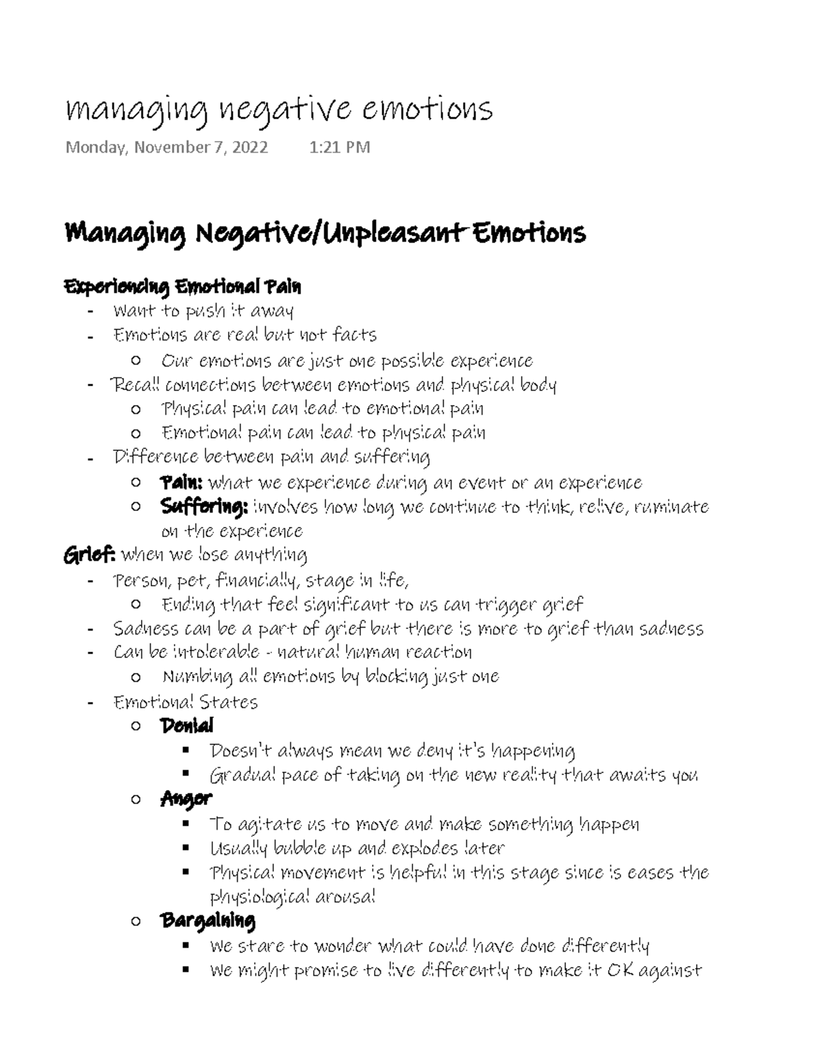 Managing negative emotions - Managing Negative/Unpleasant Emotions ...