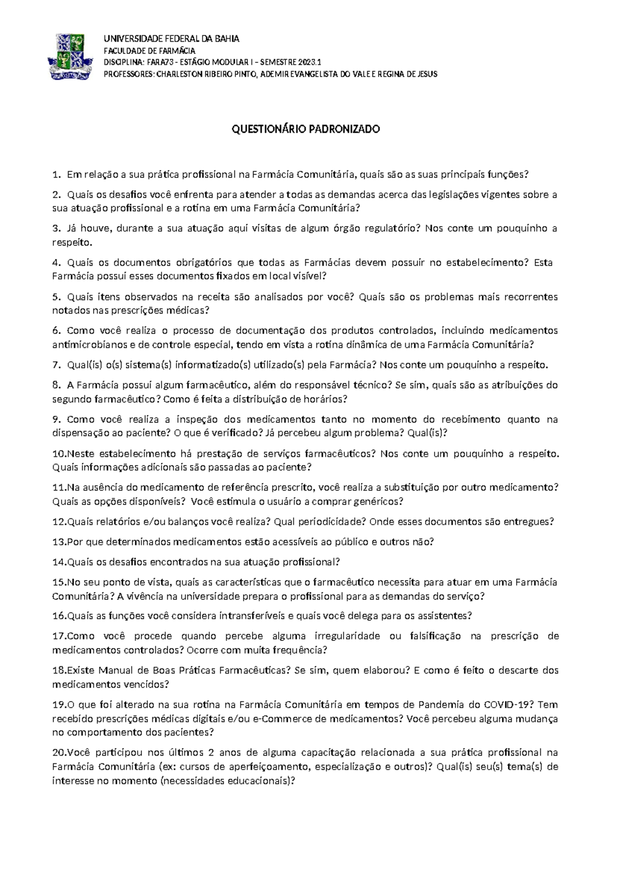 Question%C3%83%C2%A1rio%20Padronizado Estagio%20Modular%20I 2023 ...