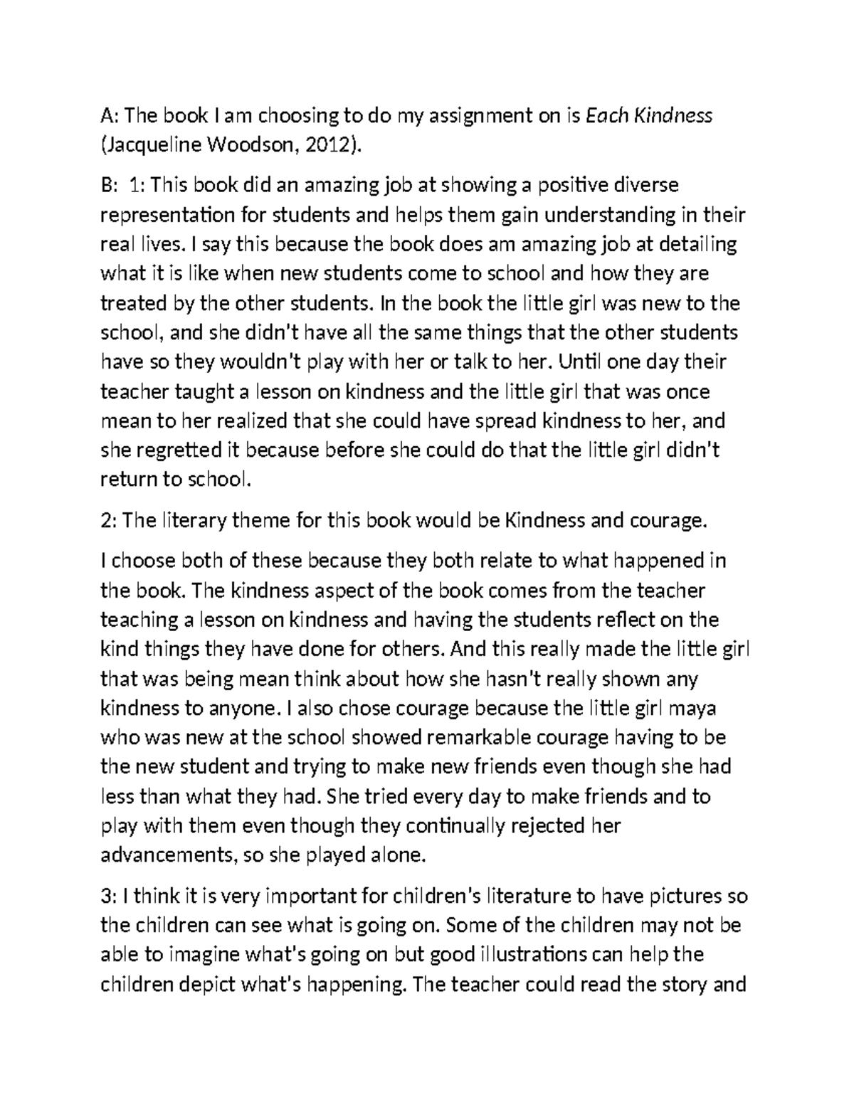 ENM3 task 1 - pass - A: The book I am choosing to do my assignment on ...