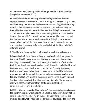 Children's Lit 1 C970 Final - A. One illustrated children's book that ...