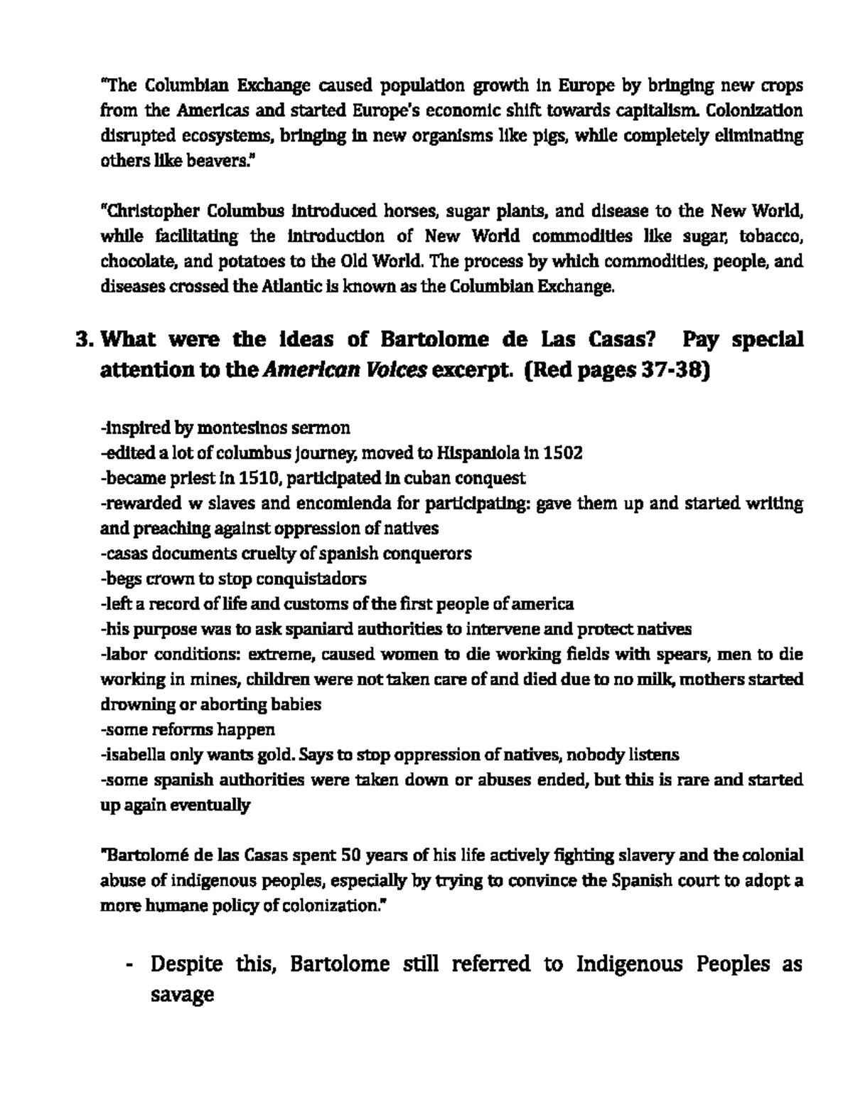 US History Chapter 2 Questions Part 2 - Columbian Exchange caused ...