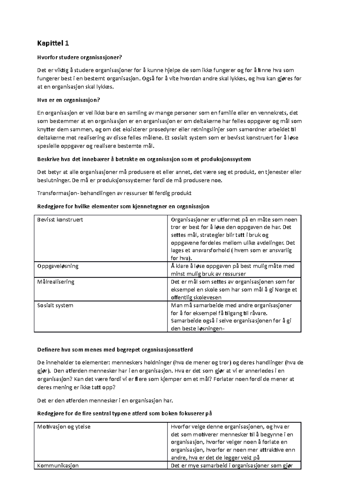 Organisasjonsteoriii - Kapittel 1 Hvorfor studere organisasjoner? Det er viktig å studere - Studocu