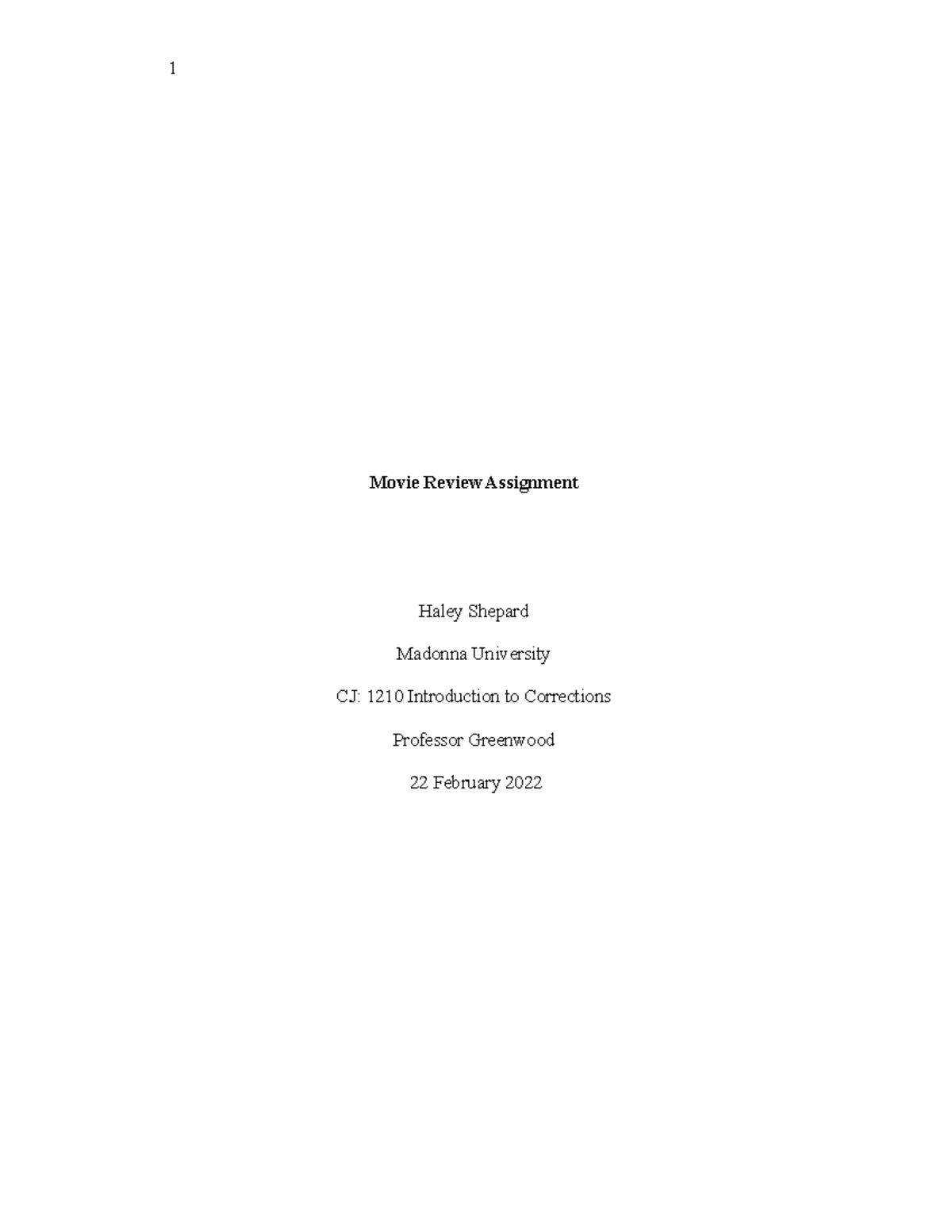 Module 7 assigment - klj - Movie Review Assignment Haley Shepard ...