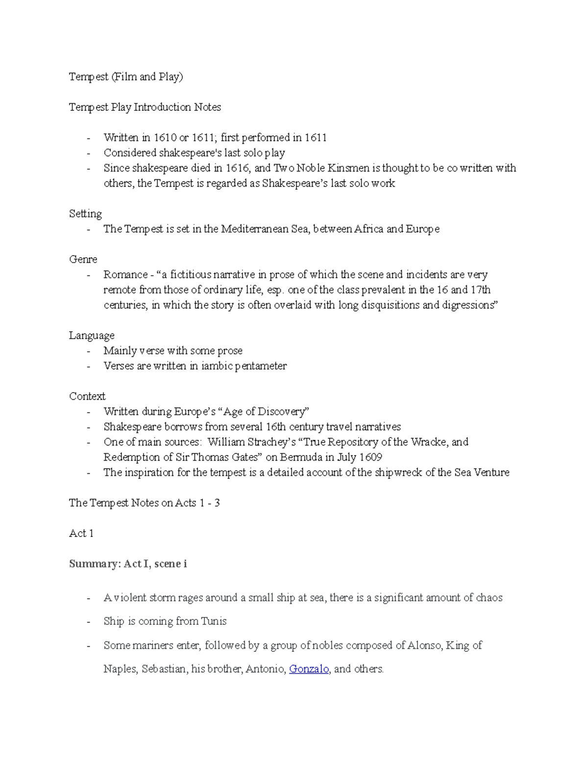 My Copy of Midterm Review Literature Core - Tempest (Film and Play ...