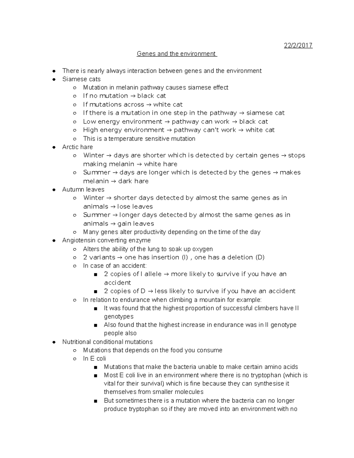 11. Genes and the environment - 22/2/ Genes and the environment There ...