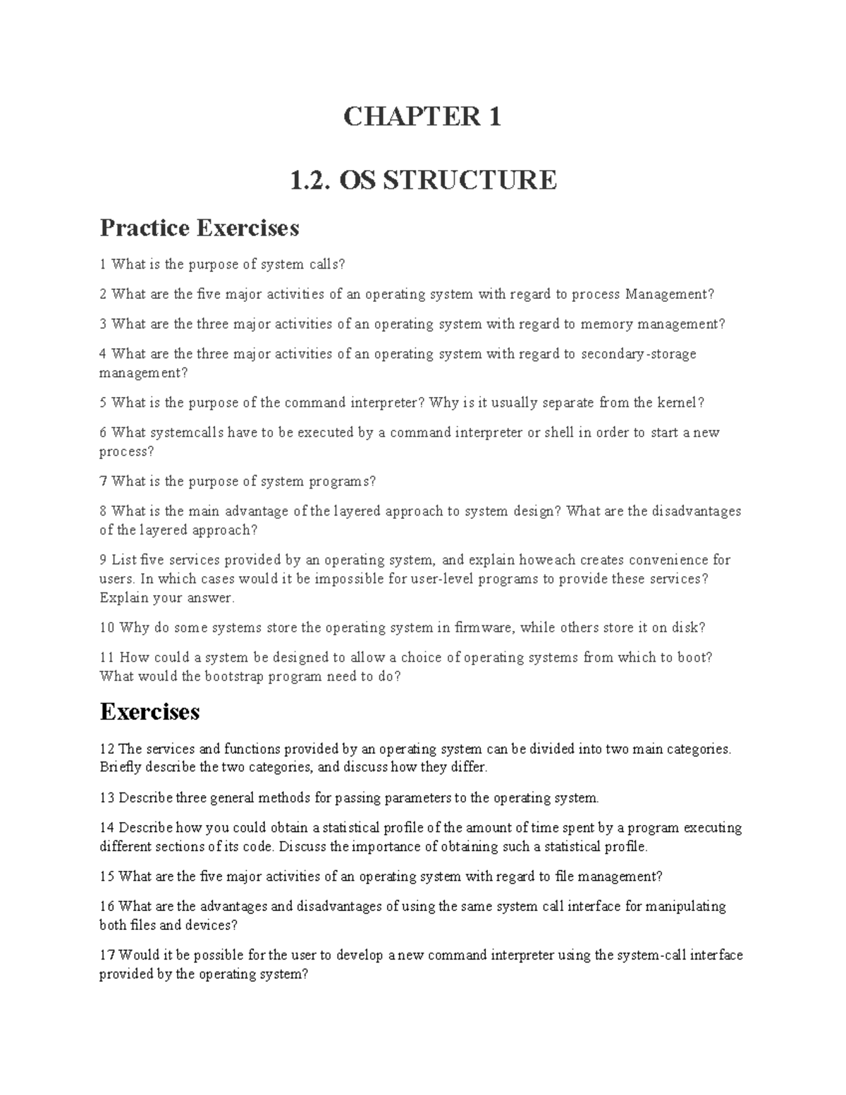 Chapter 1.2-OS Struc Question - CHAPTER 1 1. OS STRUCTURE Practice ...