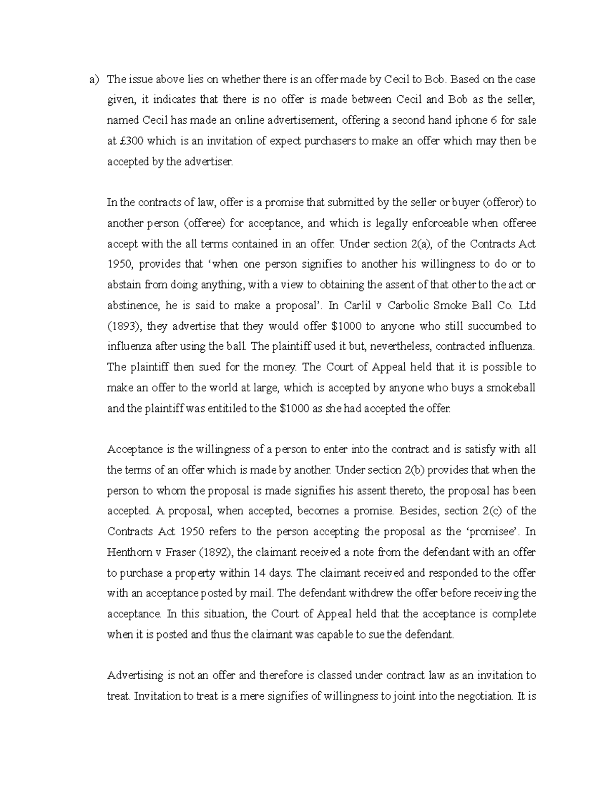 Business Law Assignment Case Studies With Answers A The Issue Above