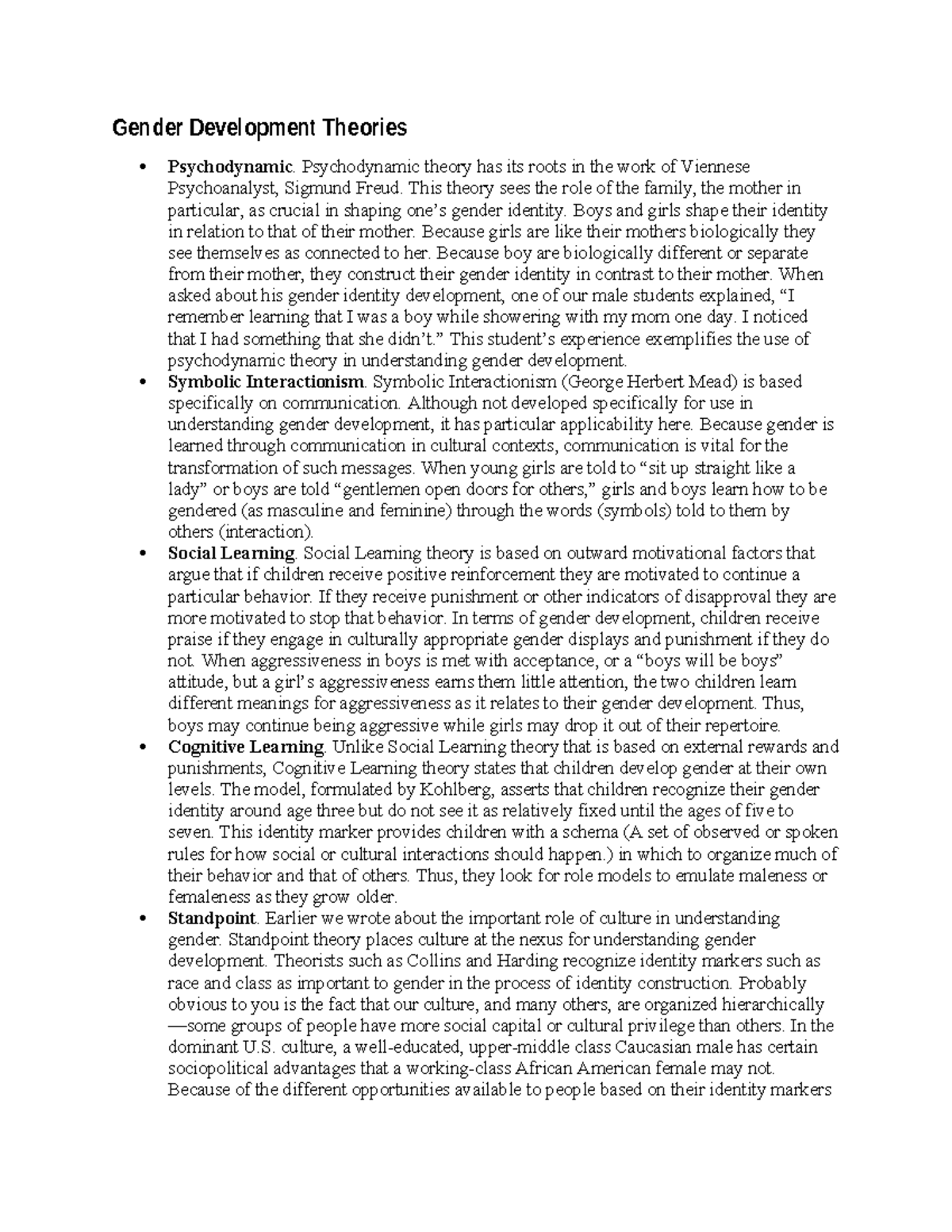 Gender Development Theories - Psychodynamic theory has its roots in the ...