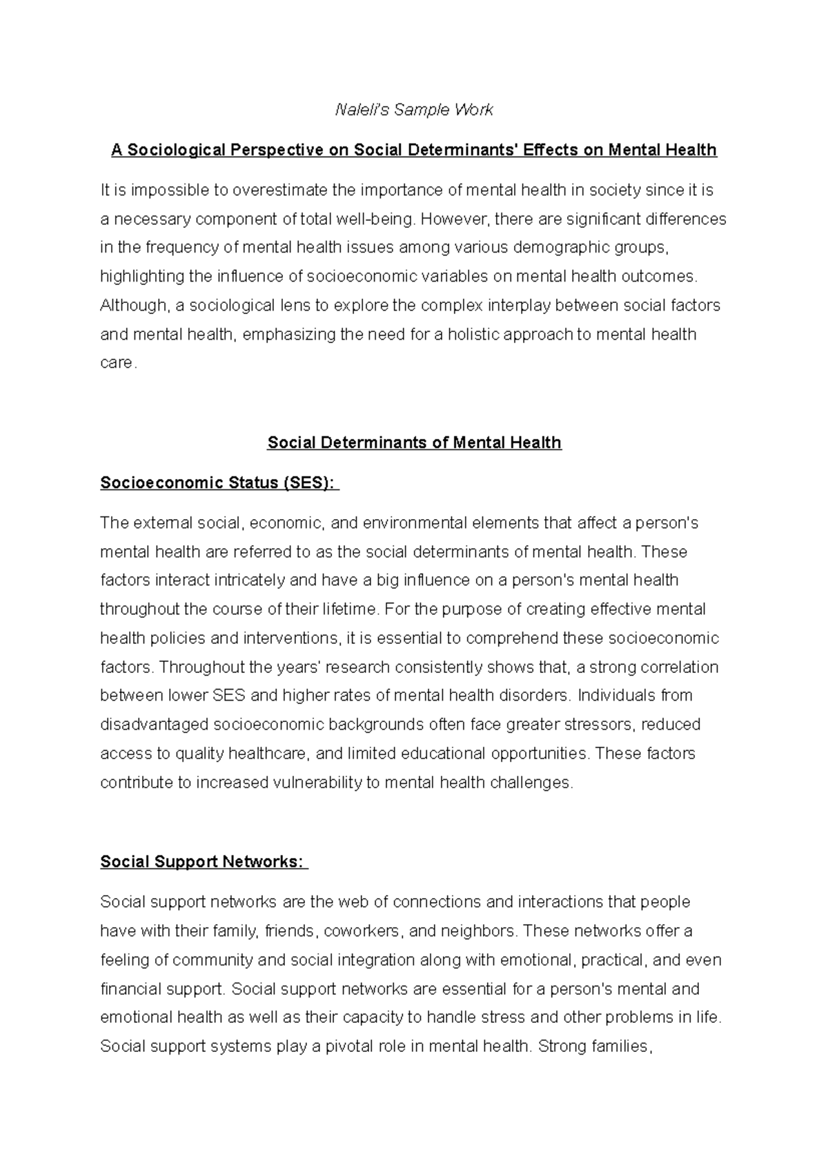 Sociology Sample Work - Naleli’s Sample Work A Sociological Perspective ...