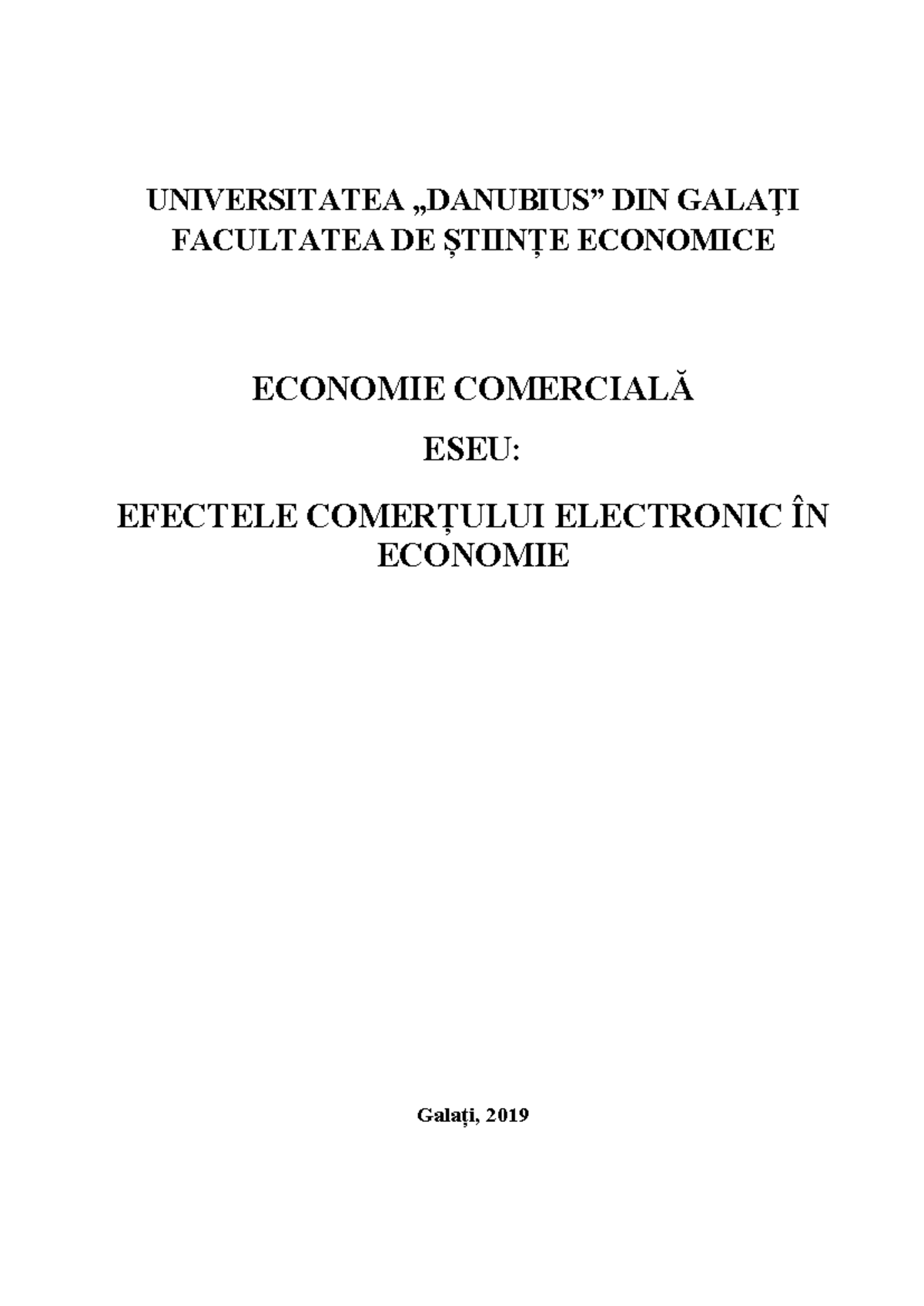 Eseu-economie-comerciala compress - UNIVERSITATEA „DANUBIUS” DIN GALAŢI ...