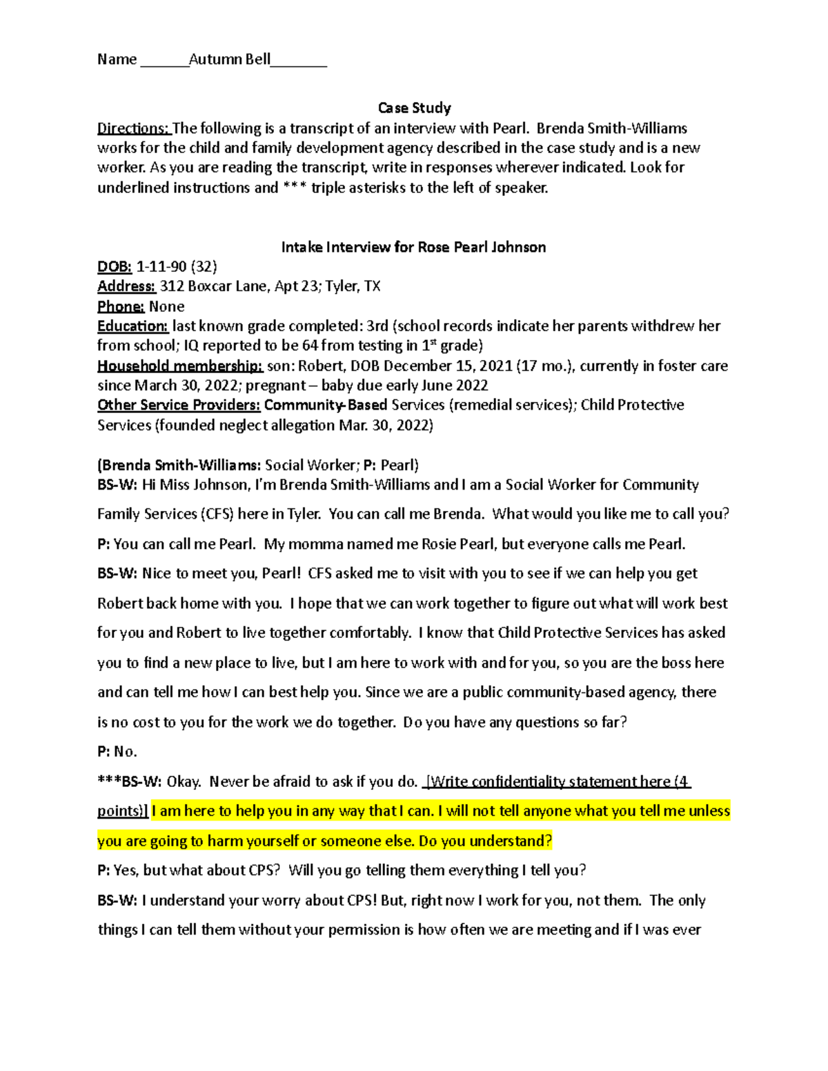 App final Case Study Pearl CPS - Name Autumn Bell_ Case Study ...