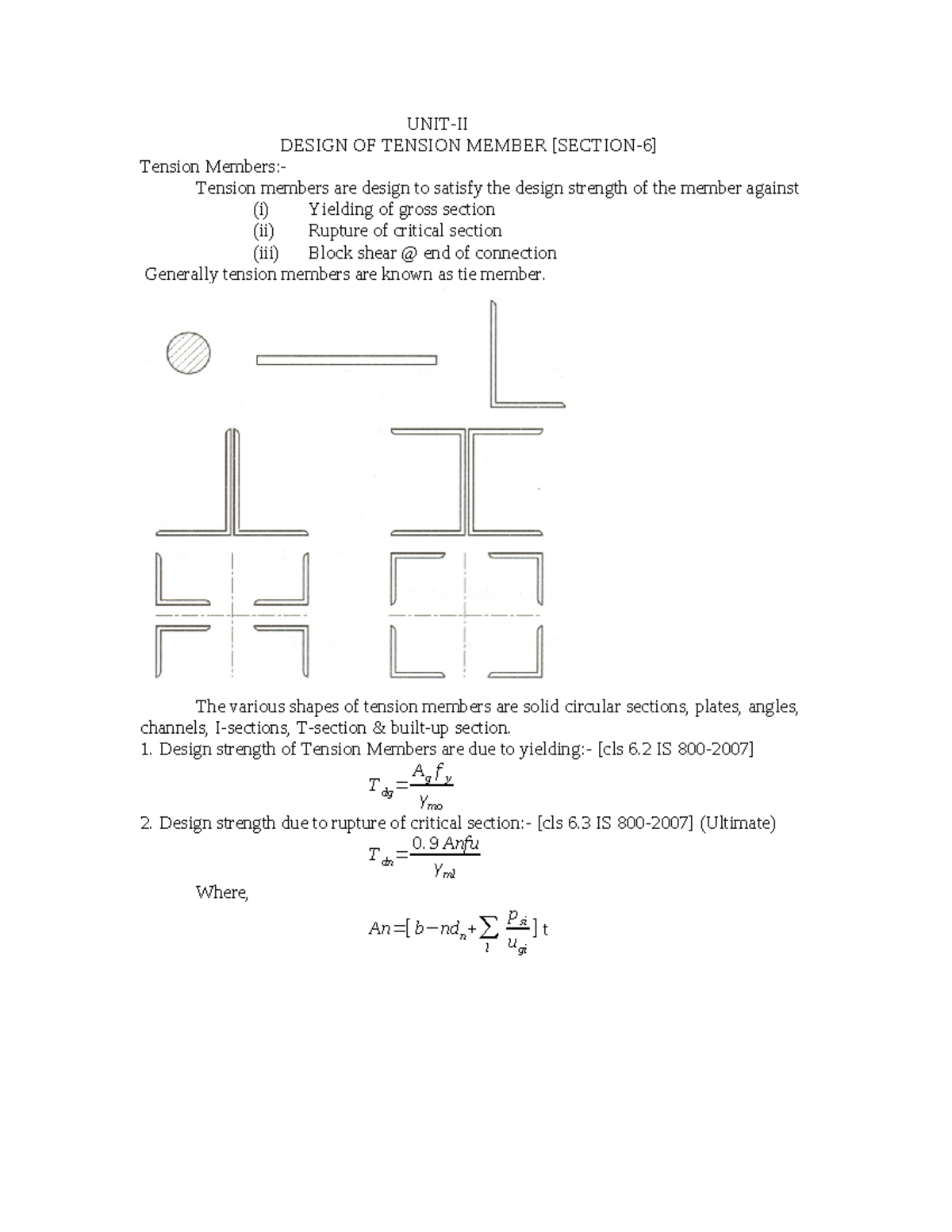 7 Design of steel structures-Design of tension members - UNIT-II DESIGN ...