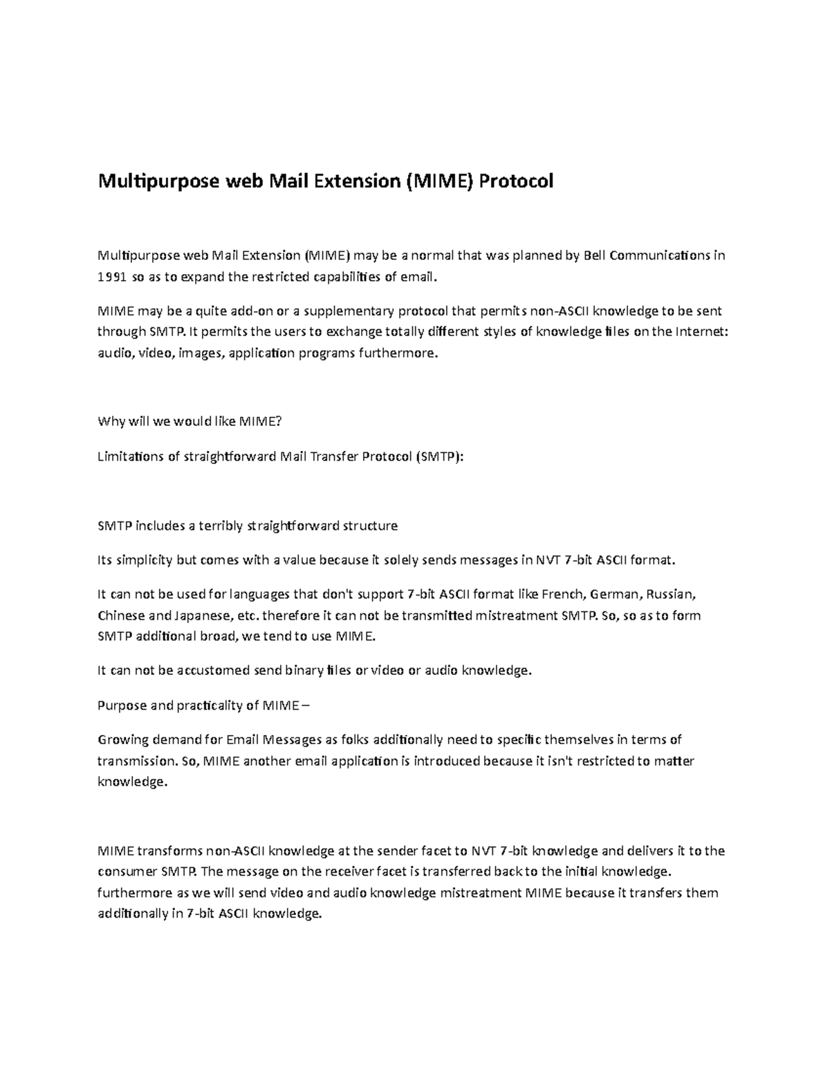 Multipurpose web Mail Extension (MIME) Protocol - Multipurpose web Mail ...