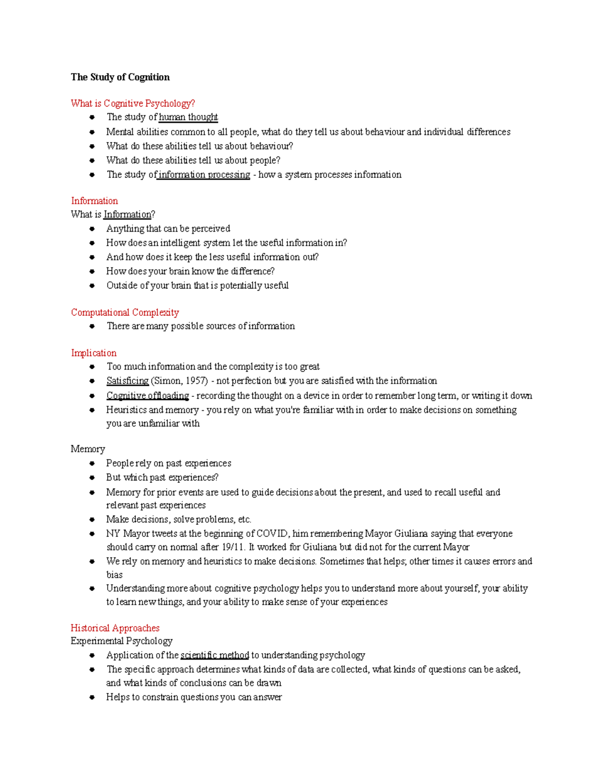 Uwo psych 2135 lecture 1 - The Study of Cognition What is Cognitive ...