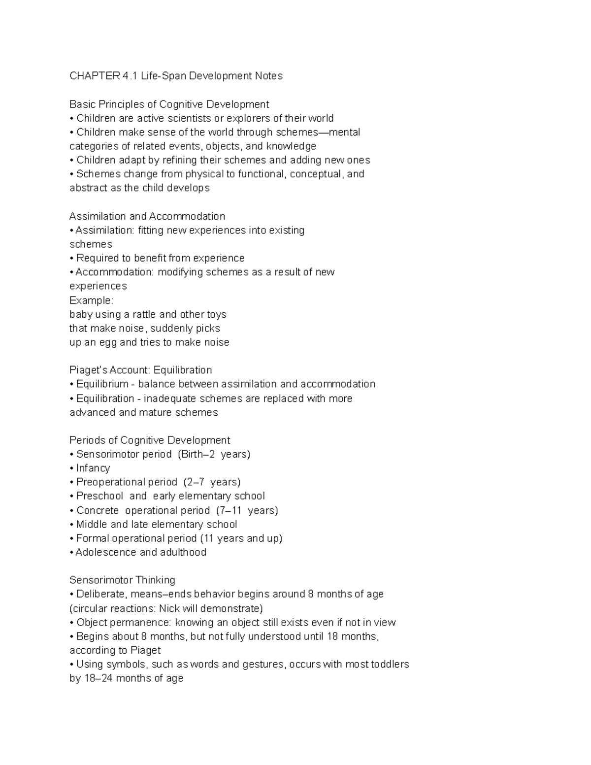 Chapter 4 - NIck Jackson Psychology Class - CHAPTER 4 Life-Span ...