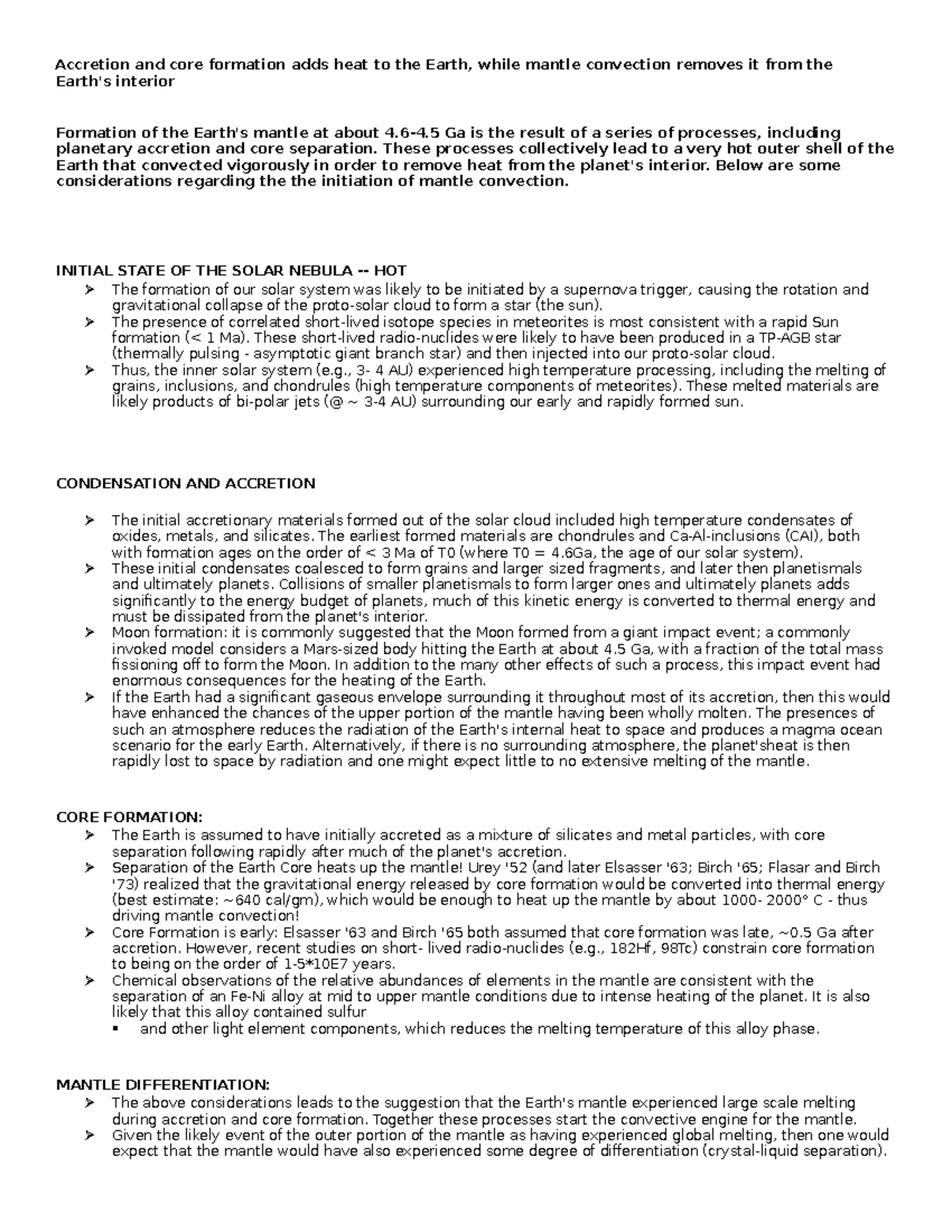 Lecture 1 - Accretion and core formation adds heat to the Earth, while ...