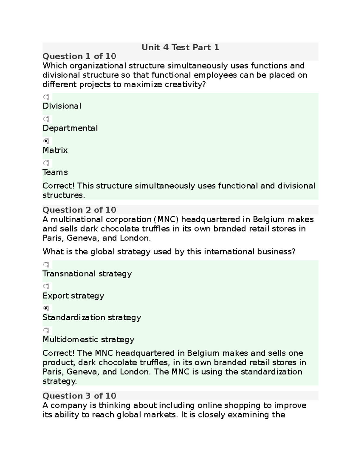 Unit 4 Test Part 1 - unit 4 test 1 - Unit 4 Test Part 1 Question 1 of ...