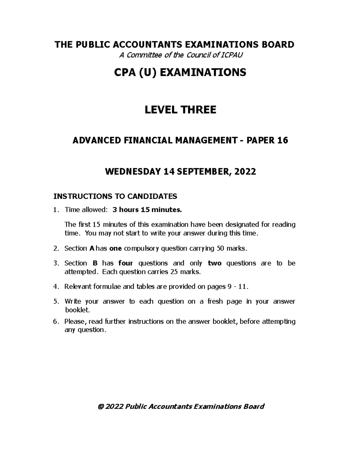 CPA 16 - Advanced Financial Management - THE PUBLIC ACCOUNTANTS ...