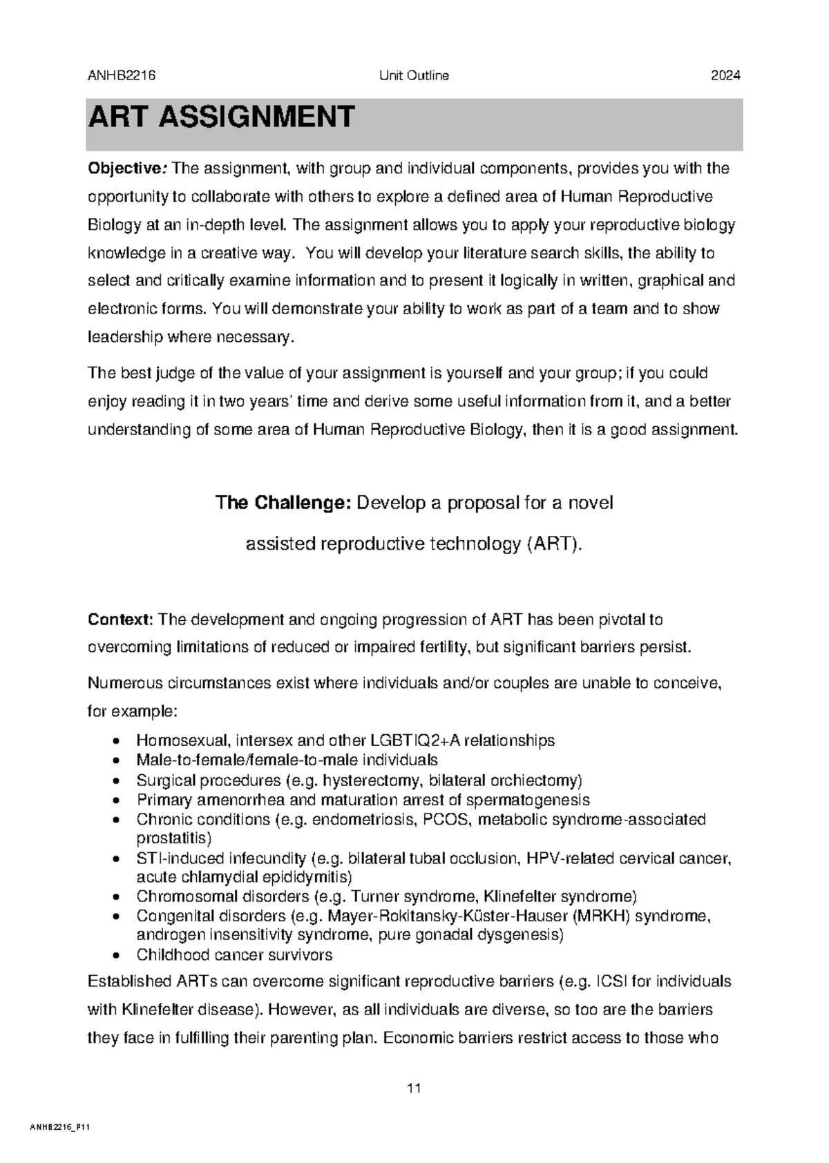 ANHB2216 ART guidelines - 11 ART ASSIGNMENT Objective: The assignment ...