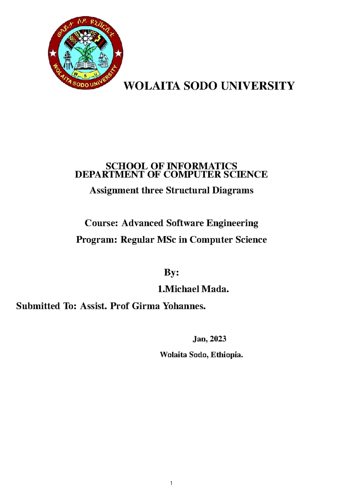 Advanced Software Engineering - WOLAITA SODO UNIVERSITY SCHOOL OF ...