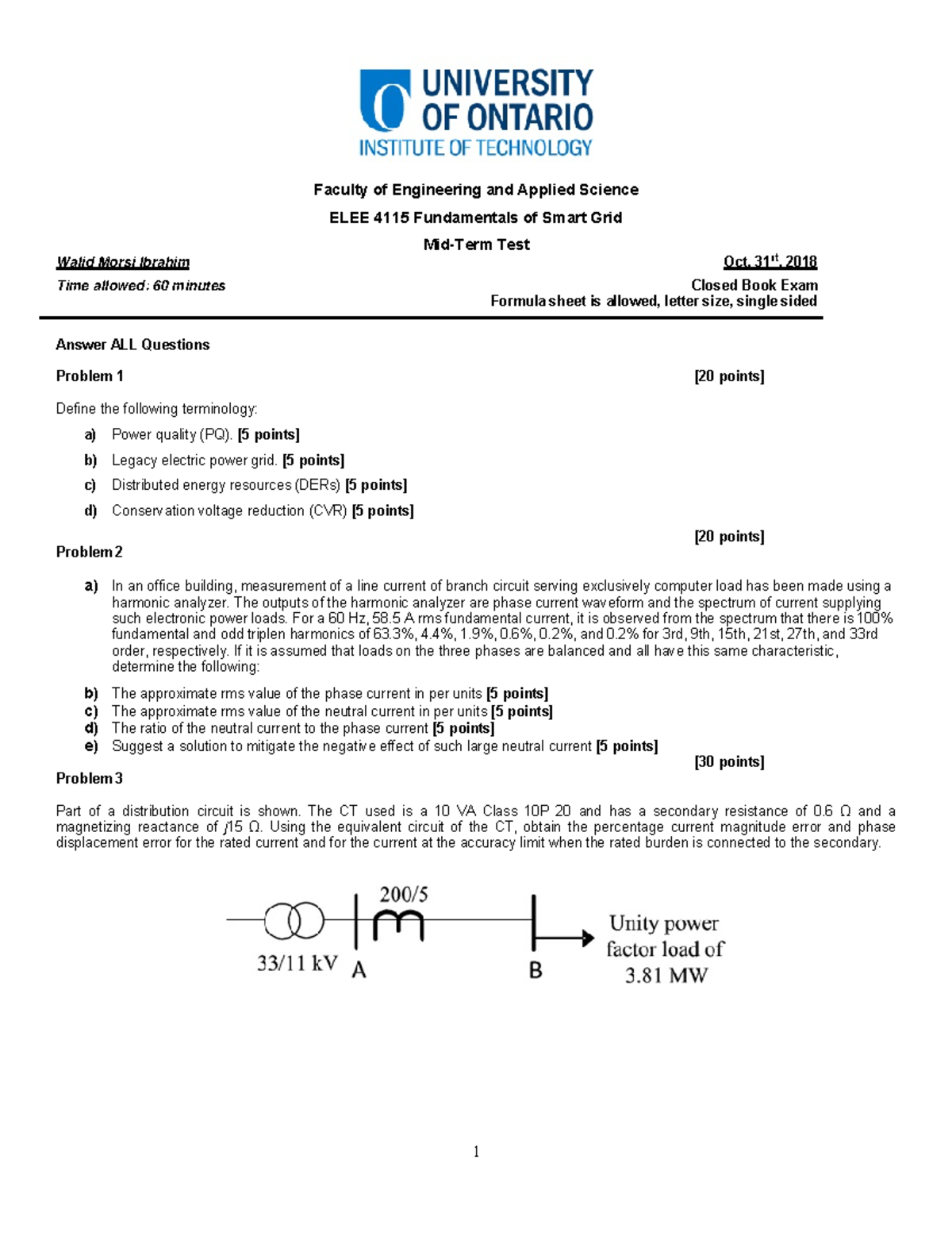 ELEE4115 Midterm Prob F2018 - 1 Faculty of Engineering and Applied Science ELEE 4115 ...