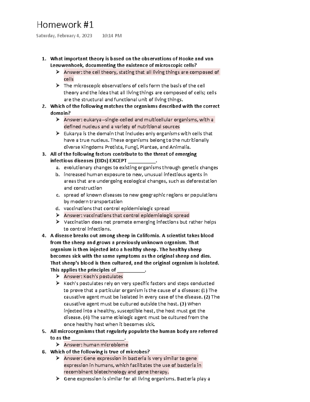 Microbio Homework 1 - What important theory is based on the ...