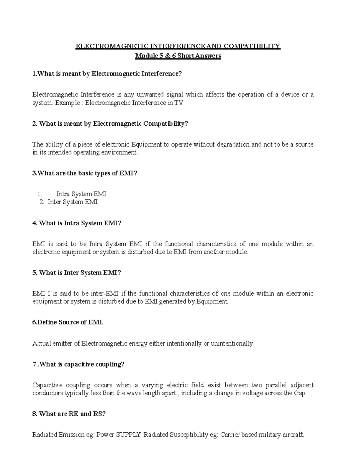 5. EMI-EMC Short Q and A - Lecture notes module 5 and 6 ...