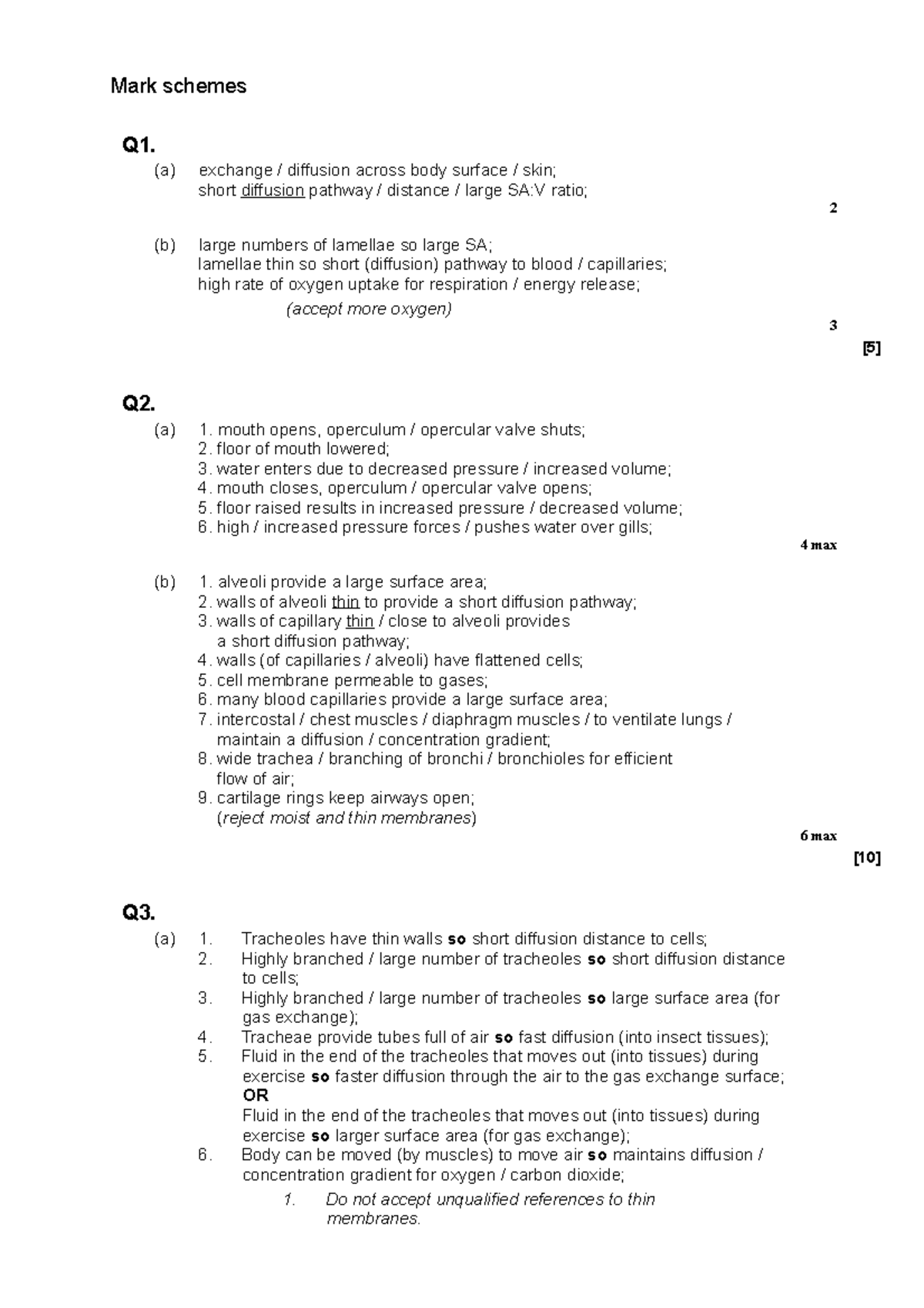 Chapter 6 revision questions mark scheme - Mark schemes Q1. (a ...