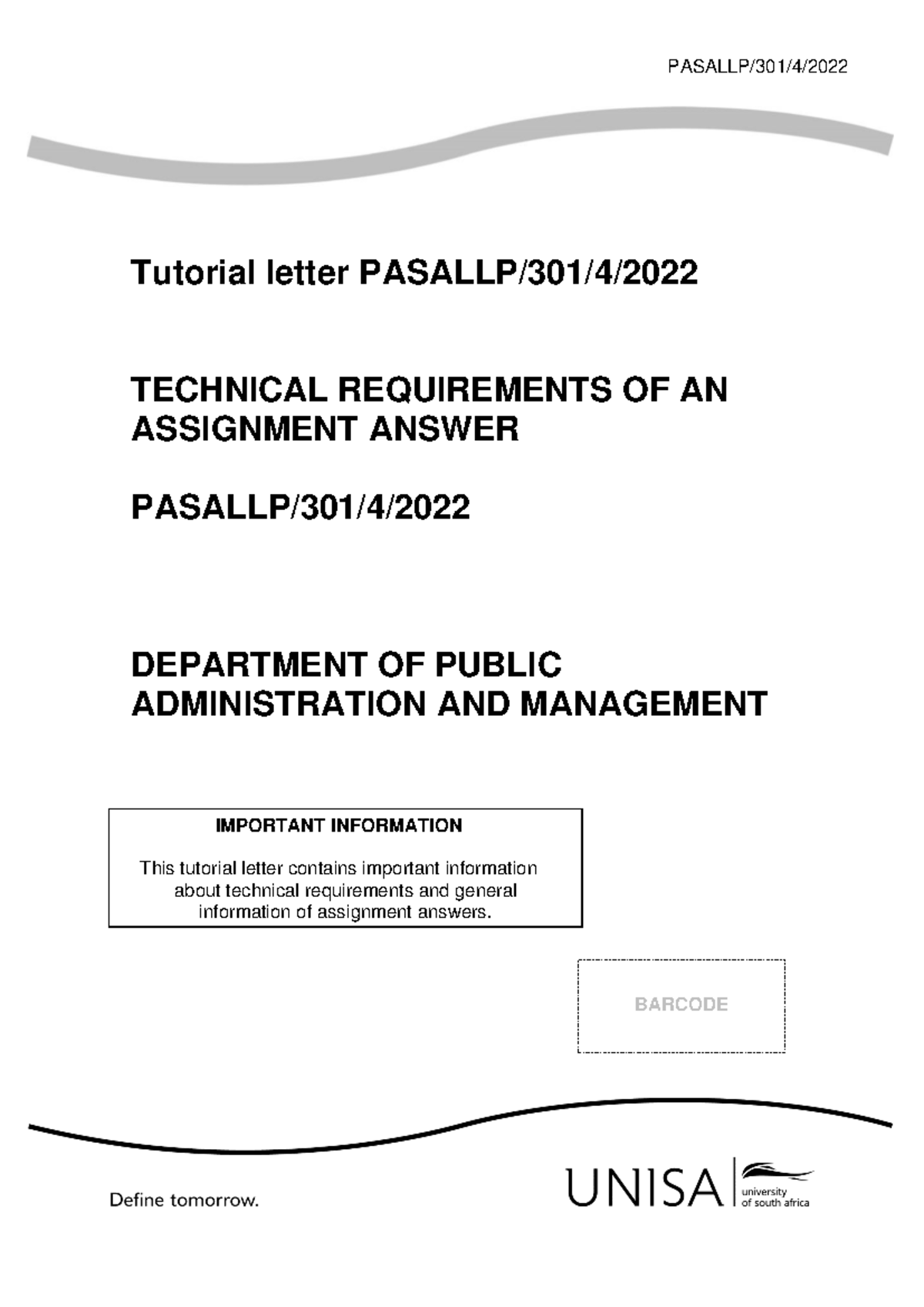 301 2022 4 b - none - PASALLP/301/4/ 2022 Tutorial letter PASALLP/ 301 ...