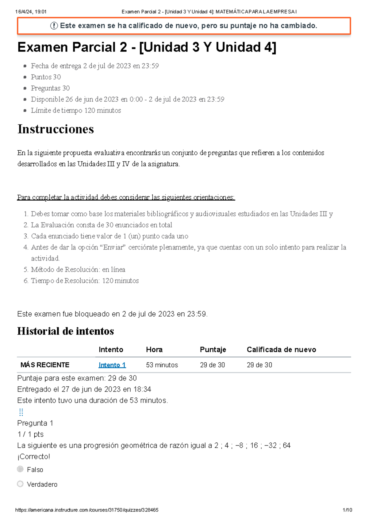 Examen Parcial 2 - [Unidad 3 Y Unidad 4] Matemática PARA LA Empresa I ...