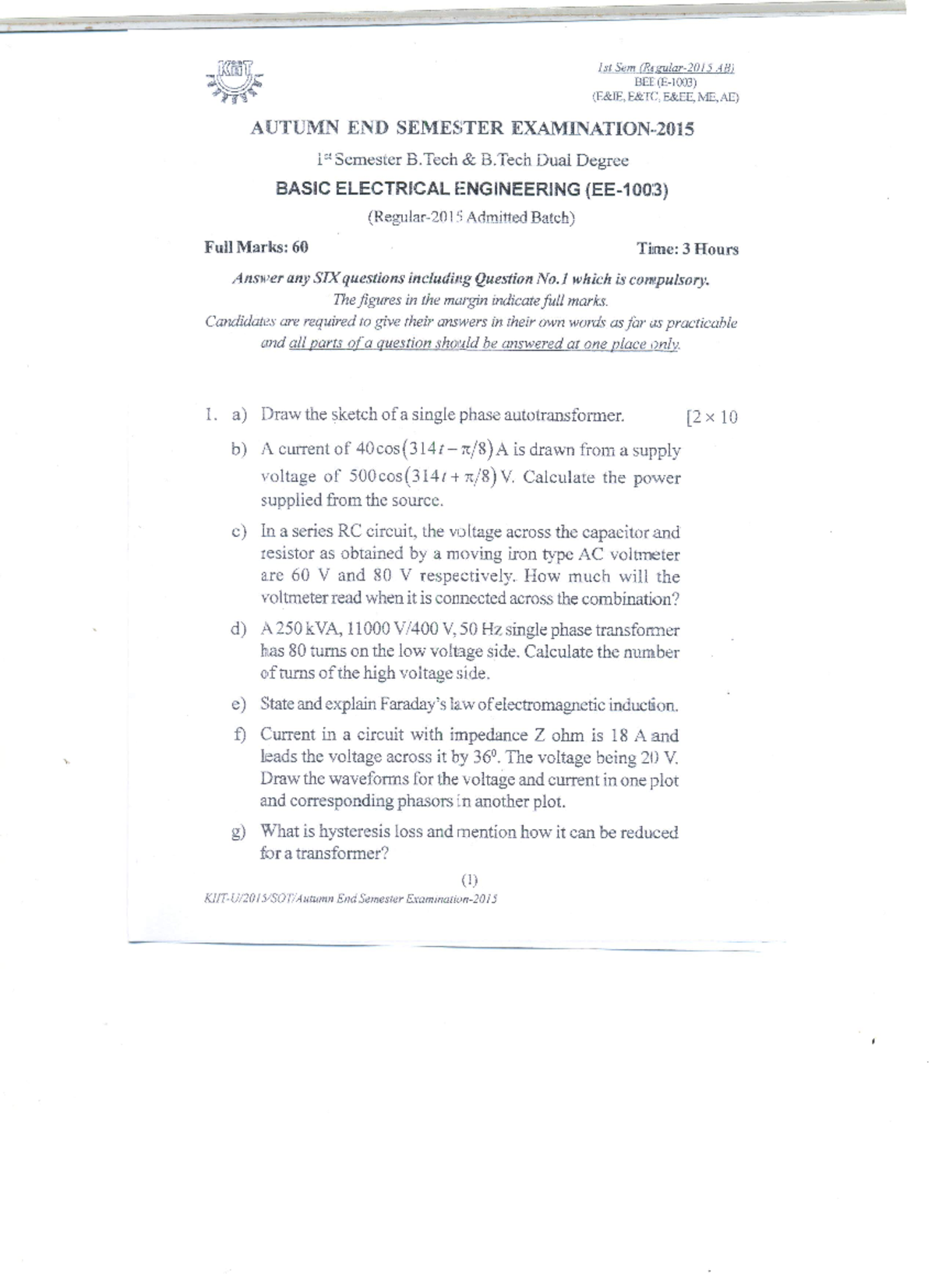 Basic Electrical Notes - Basic Electrical Engineering - KIIT University ...