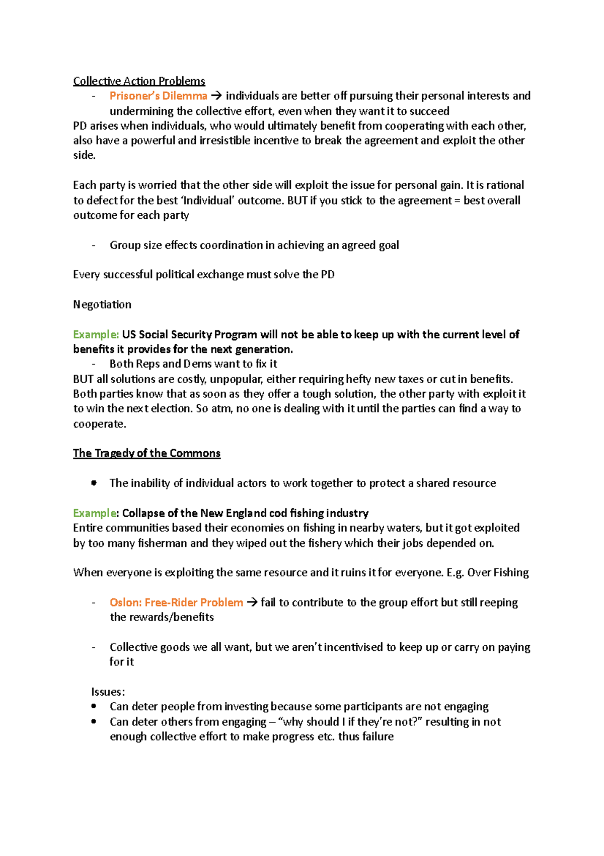 Tloap Reading notes - Collective Action Problems - Prisoner’s Dilemma ...