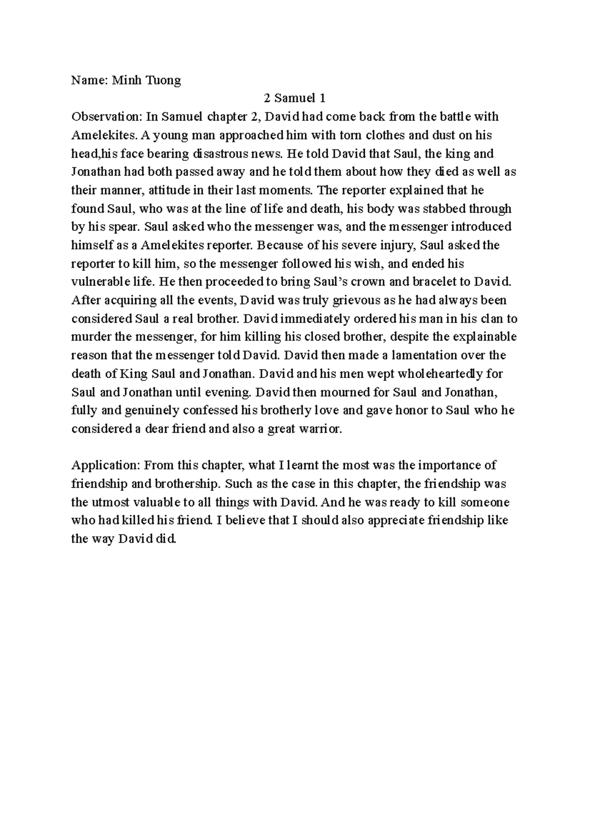 2 Samuel 1 Name Minh Tuong 2 Samuel 1 Observation In Samuel Chapter