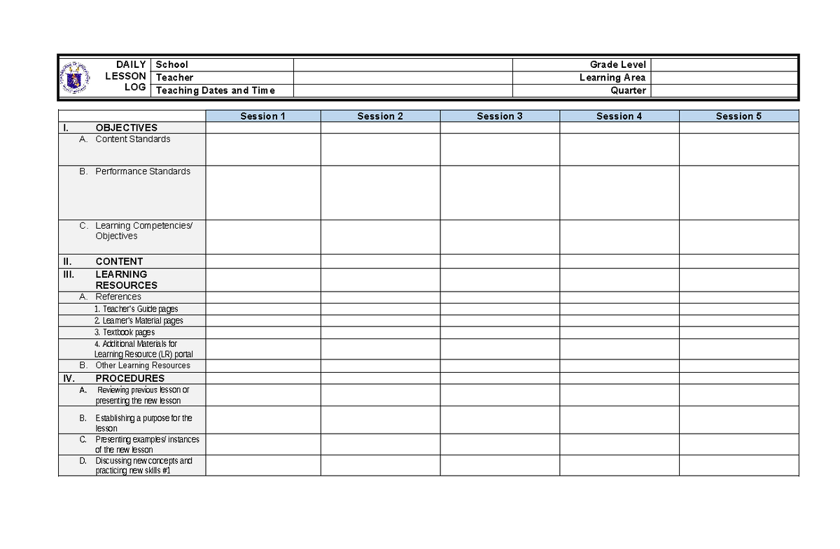 316531792-DLL-Template - DAILY LESSON LOG School Grade Level Teacher ...