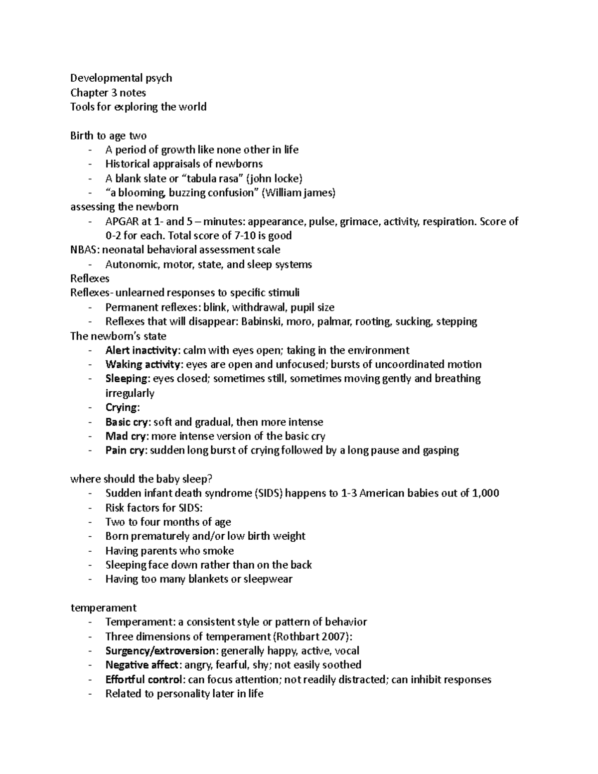 Developmental psych chapter 3 notes - Developmental psych Chapter 3 ...