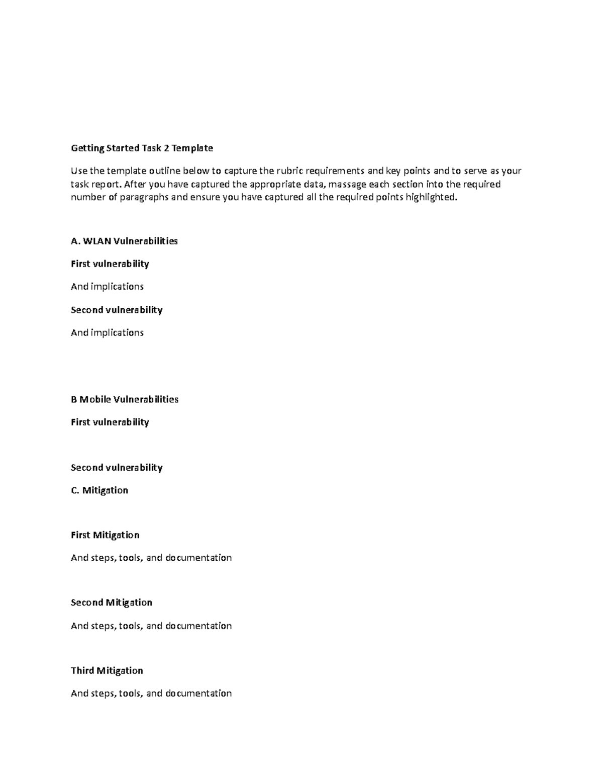 Task 2 Template - Task 2 - Getting Started Task 2 Template Use the ...