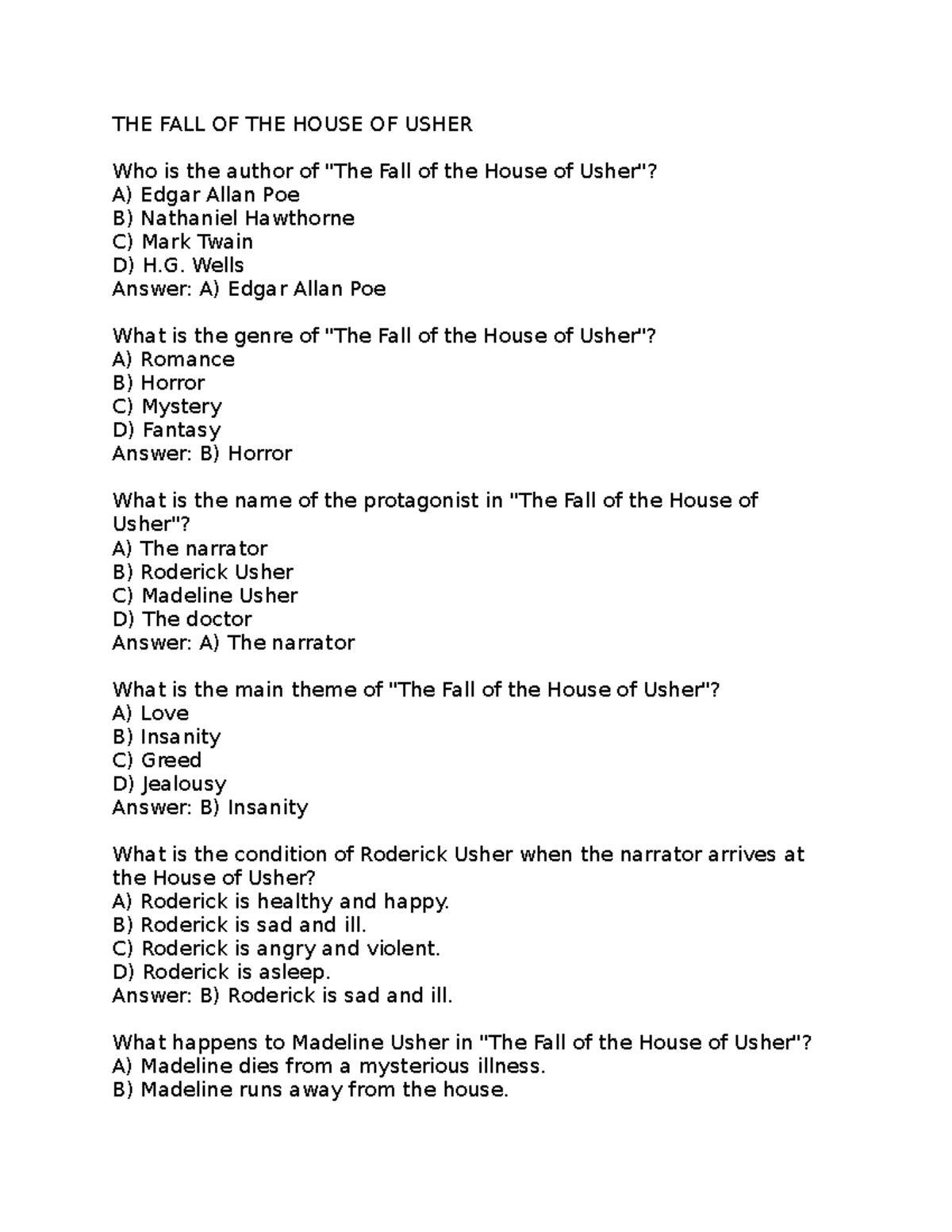 THE FALL OF THE House OF Usher - THE FALL OF THE HOUSE OF USHER Who is ...