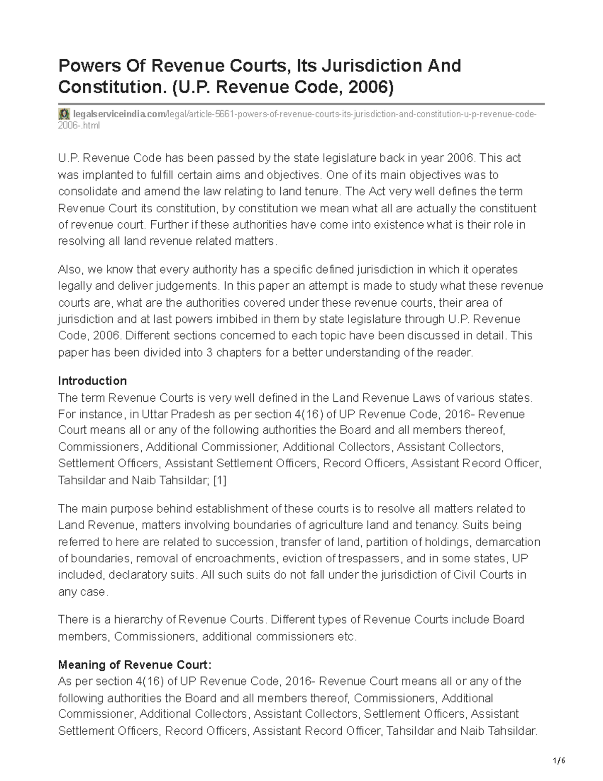 Powers Of Revenue Courts Its Jurisdiction And Constitution UP Revenue Code 2006 - Powers Of ...