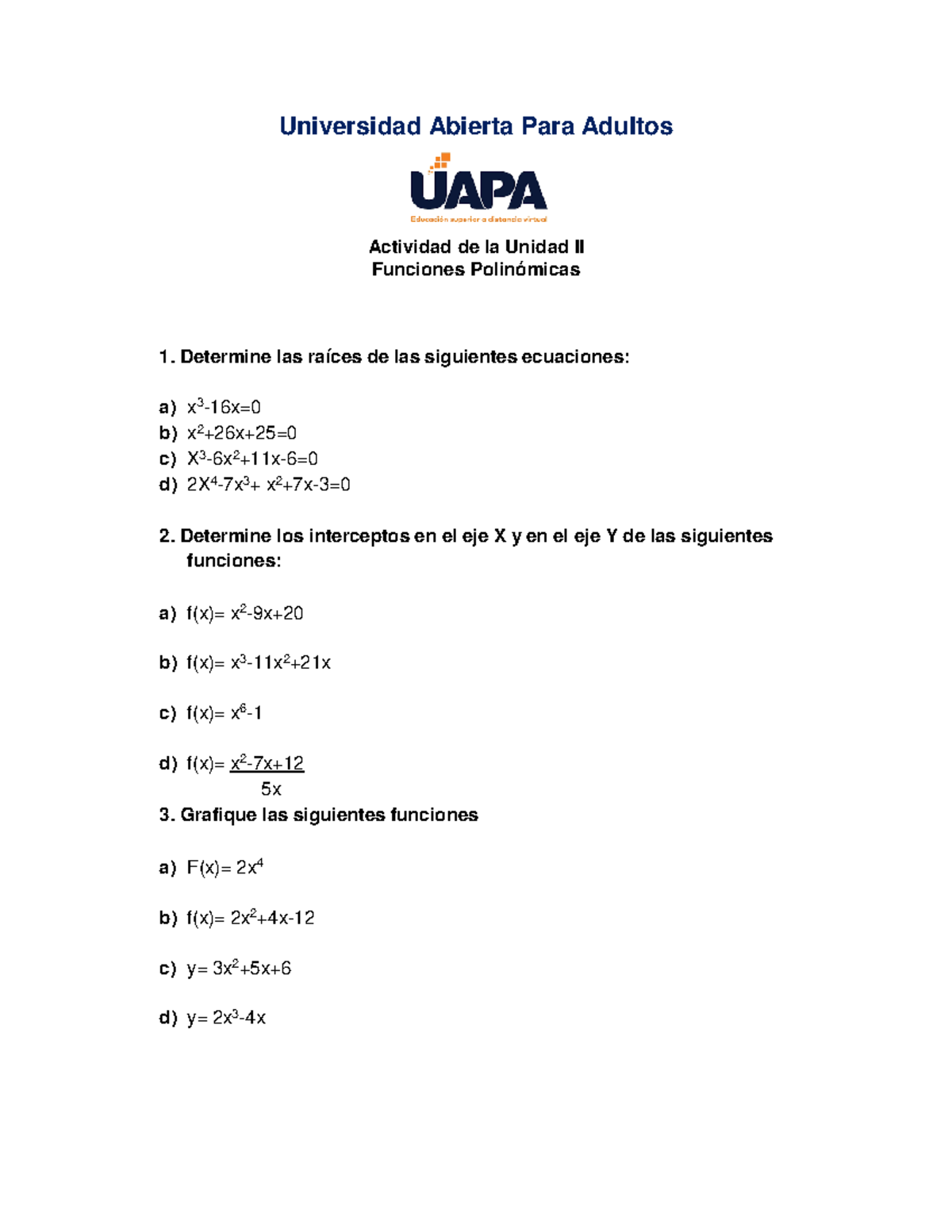 Actividad de la Unidad II - Universidad Abierta Para Adultos Actividad ...