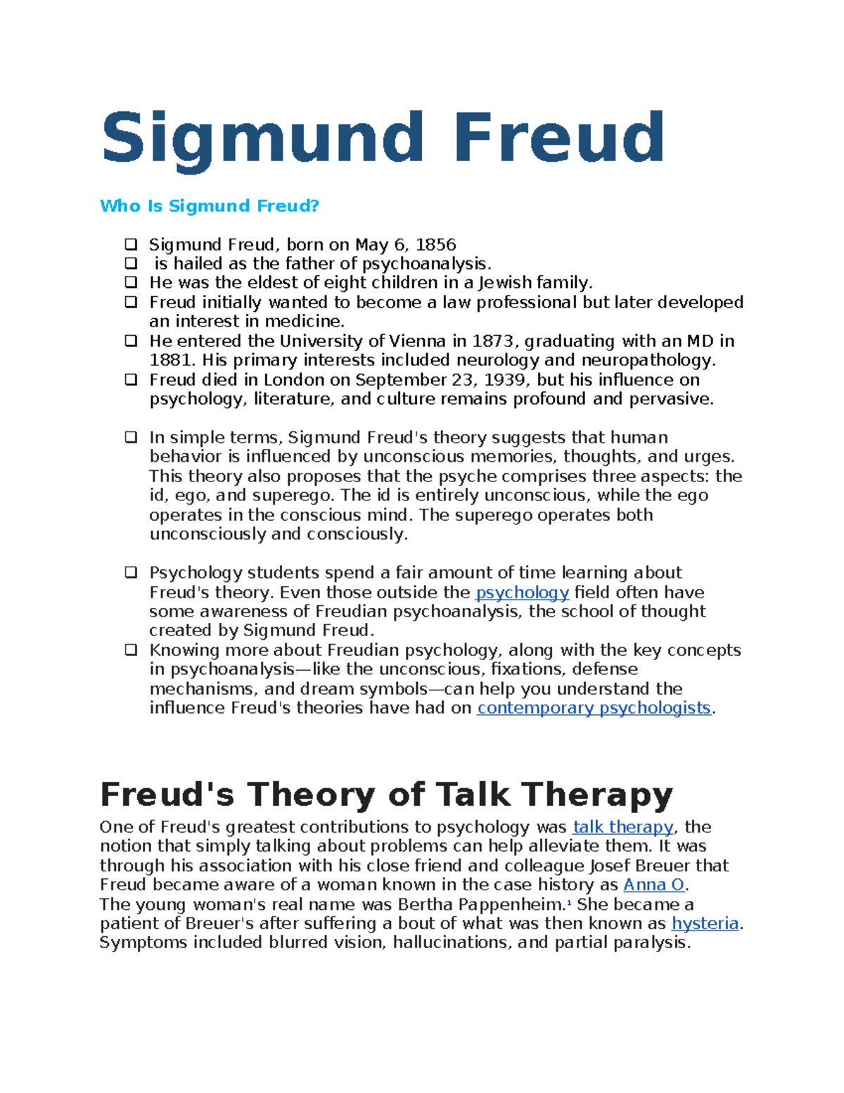 Detailed NG203 Report about Sigmund Freud - Sigmund Freud Who Is ...