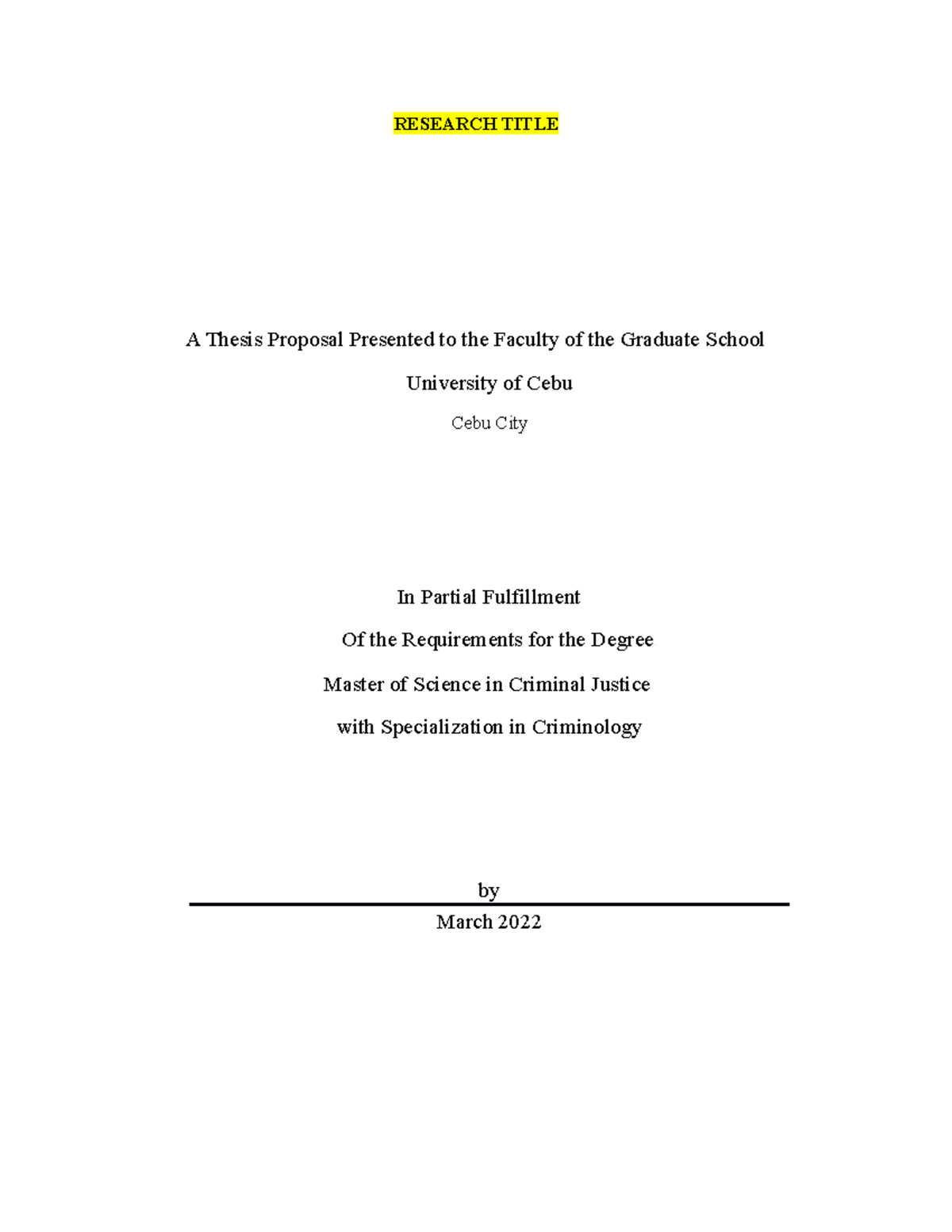 Research-Proposal - reasearch proposal - RESEARCH TITLE A Thesis ...