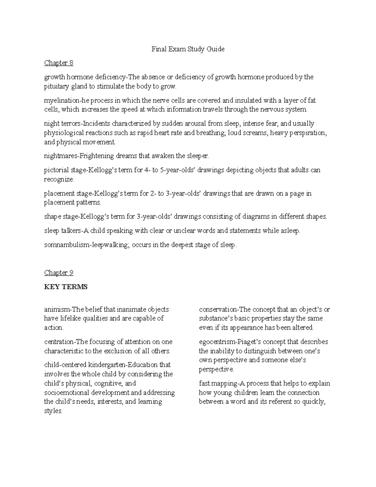 PSY-355-Q-T8-Exam Study Guide - Final Exam Study Guide Chapter 8 growth hormone deficiency-The ...