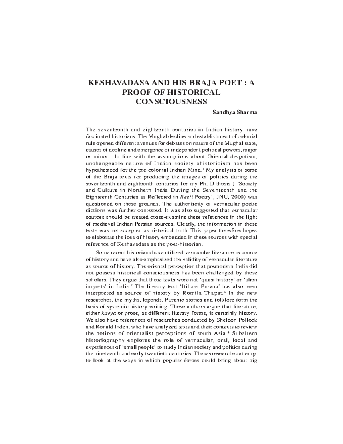 Sandhya Sharma - History notes pdf HoI - KESHAVADASA AND HIS BRAJA POET ...