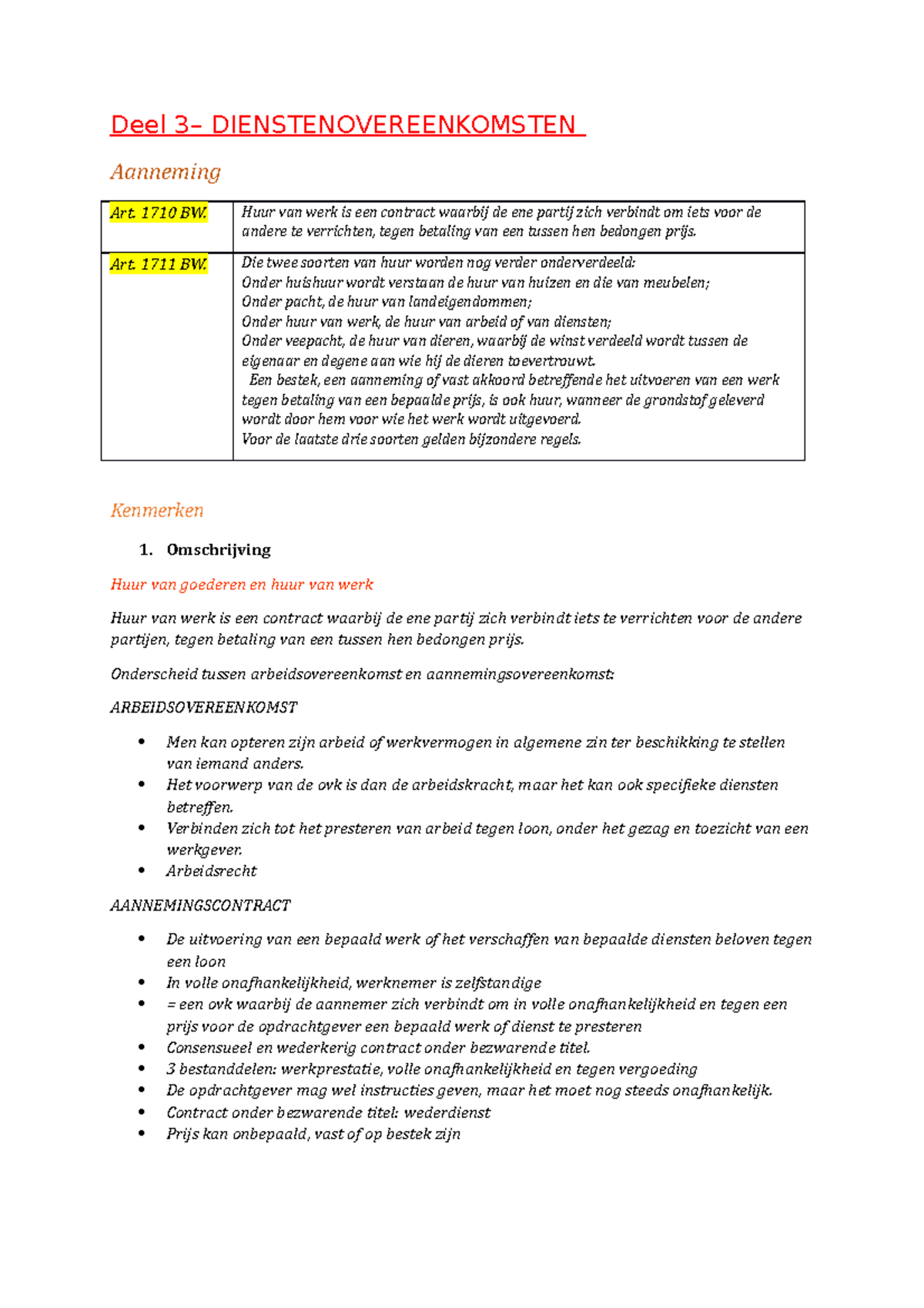 Aanneming bewaaring en lastgeving - Deel 3– DIENSTENOVEREENKOMSTEN ...