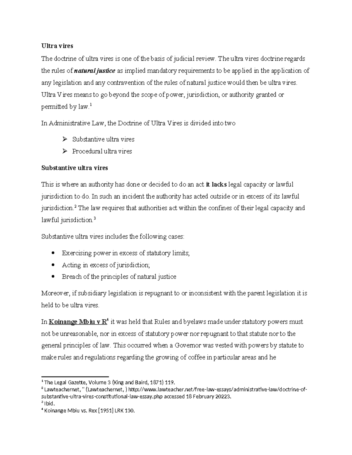 Ultra Vires - HISTORY, STRUCTURE AND FUTURE - Ultra vires The doctrine ...