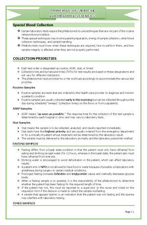 PMLS 2 Lesson 1 - NONE - PRINCIPLE OF MEDICAL LABORATORY SCIENCE 2 ...