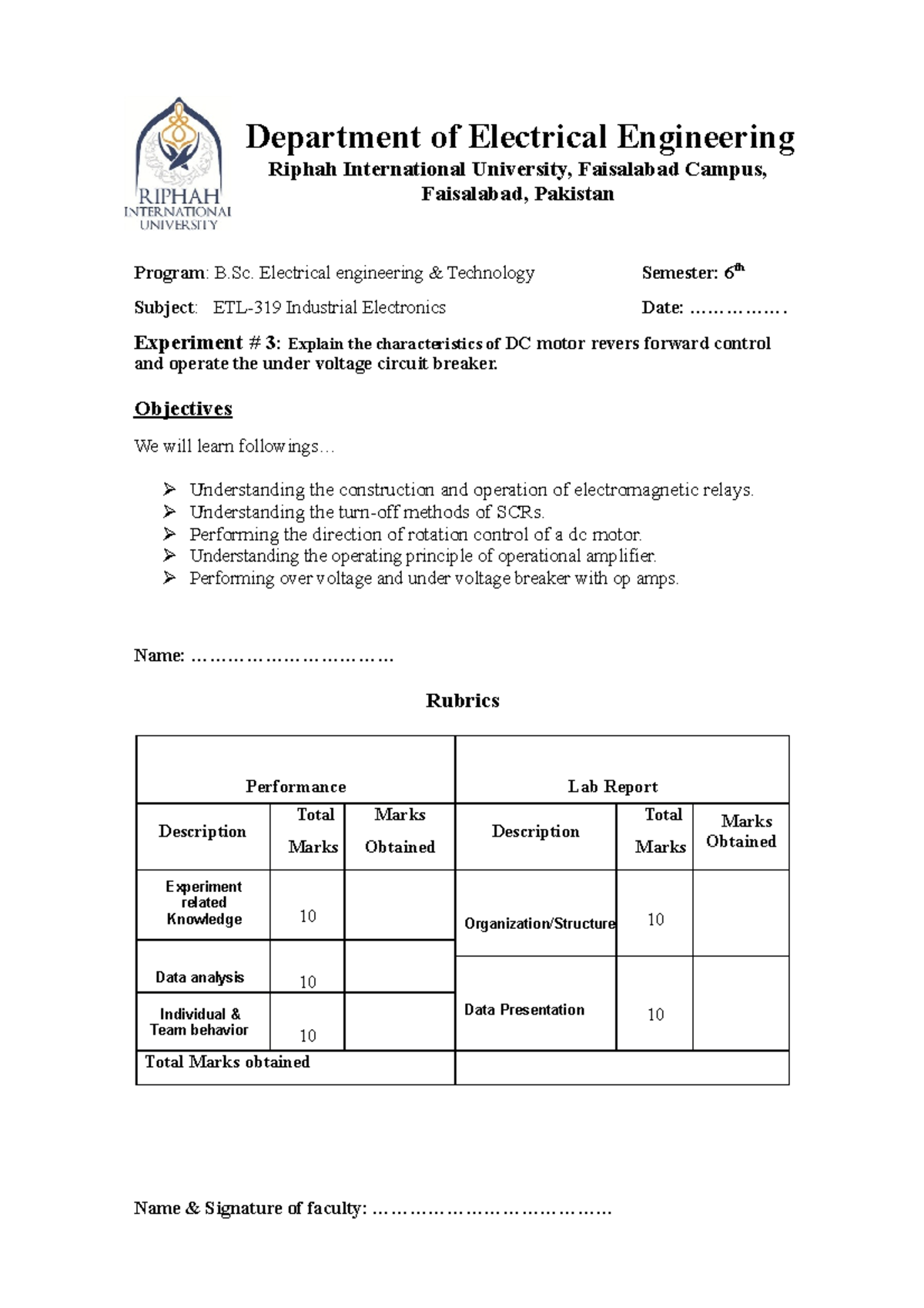 Exp no 3 - industrial electronic lab - Department of Electrical ...